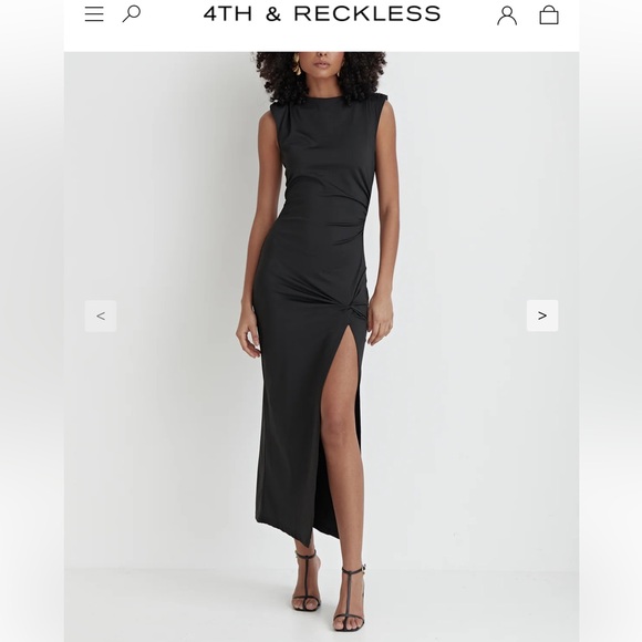 Dresses | 4th Reckless Midi Maxi Black Bodycon Dress With Slit Lbd Xs ...